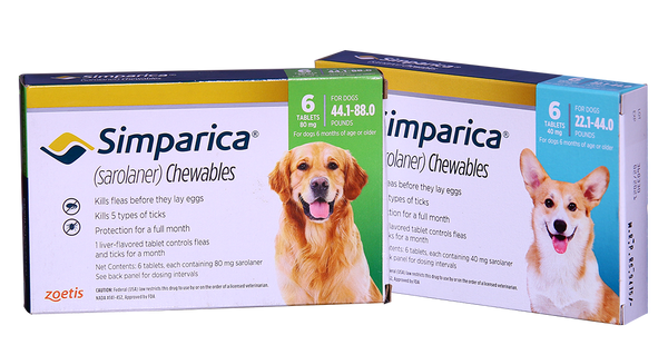 Simparica Tablets For Ticks, Fleas and Mites -1 x 6tb (40mg each ...